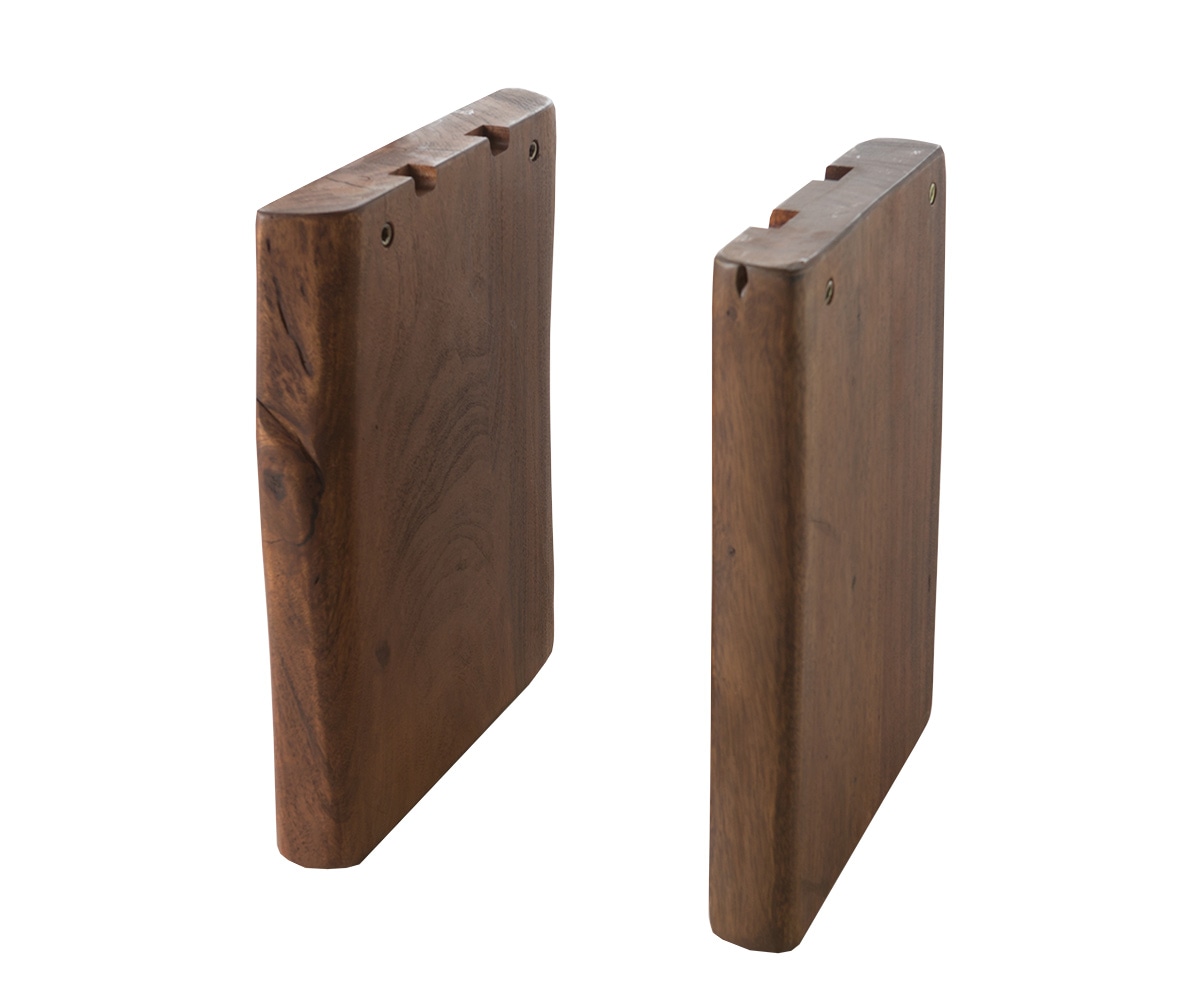 Set-de- 2-Cadre de banc Live-Edge bois massif acacia marron 40x5,5 cm ...